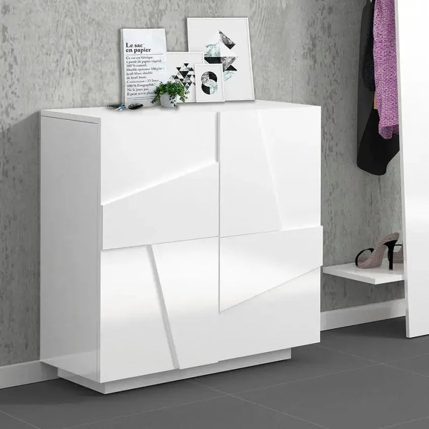 Scarpiera Moderna 2 Ante Battente Bianco Lucido | Scarpiere Italy ...